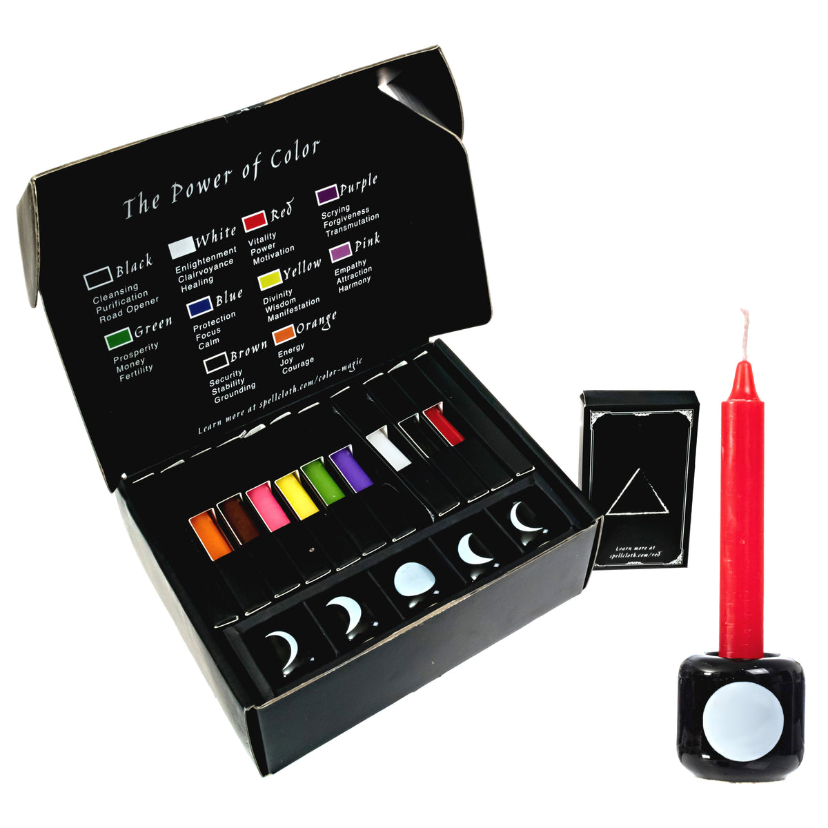 Spell Candle Set & Moon Phase Chime Candle Holder Witchcraft Supplies ...